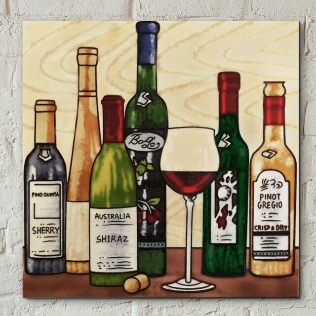 Hand Painted Vintage Wine Selection Kitchen Wall DÃ©cor Tile by Wayfair ...