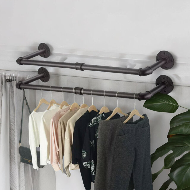 Amarius Industrial 2PC Heavy Duty Pipe Wall-Mounted Hanging Rails by ...