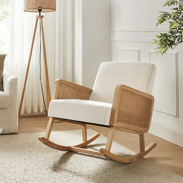 Annehild Rocking Upholstery Accent Chair with Rattan Arms by Wayfair ...