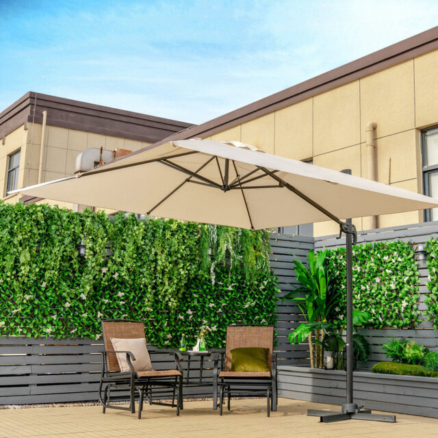 3M Garden Cantilever Parasol 3 Positions Adjustable Square Overhanging ...