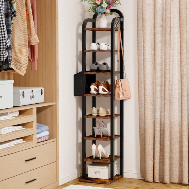 Narrow Shoe Rack, 8-Tier Vertical Shoe Rack, Ultra-Thin Shoe Rack ...