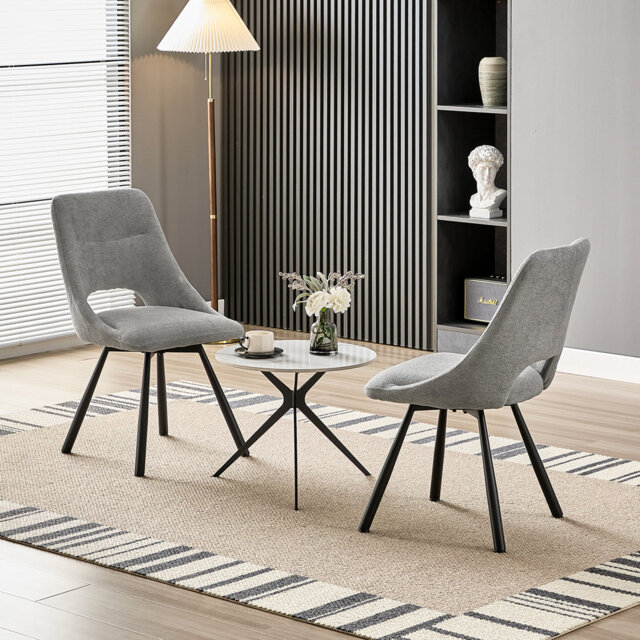 Dining Chair Set of 2 Kitchen Chair, Faux Cashmere, Hollow Design,Grey ...