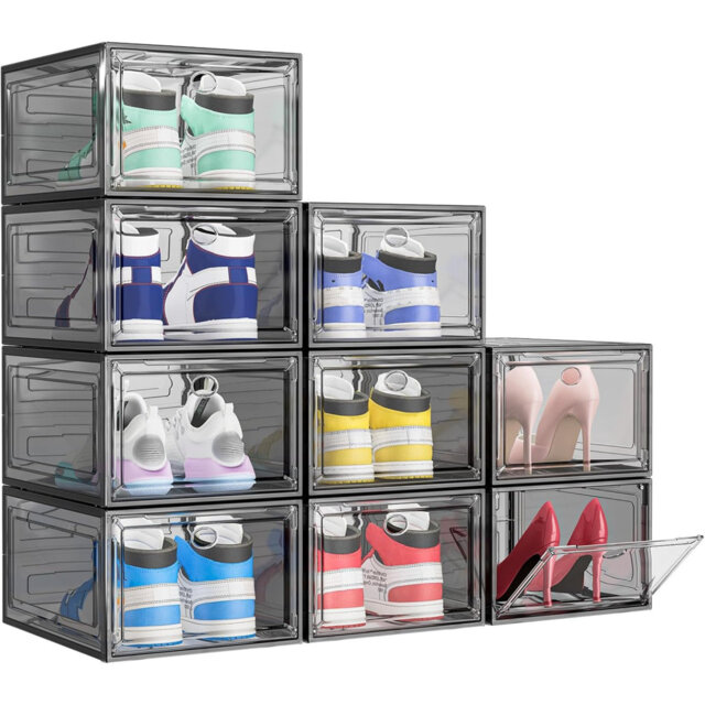 Shoe Storage Box, 6 Pcs Shoe Box Clear Plastic Stackable, Sturdy ...
