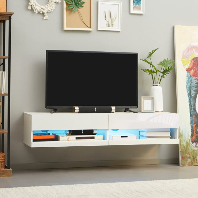 "Floating TV Unit, Wall Mounted TV Cabinet For Tvs Up To 65"", High ...