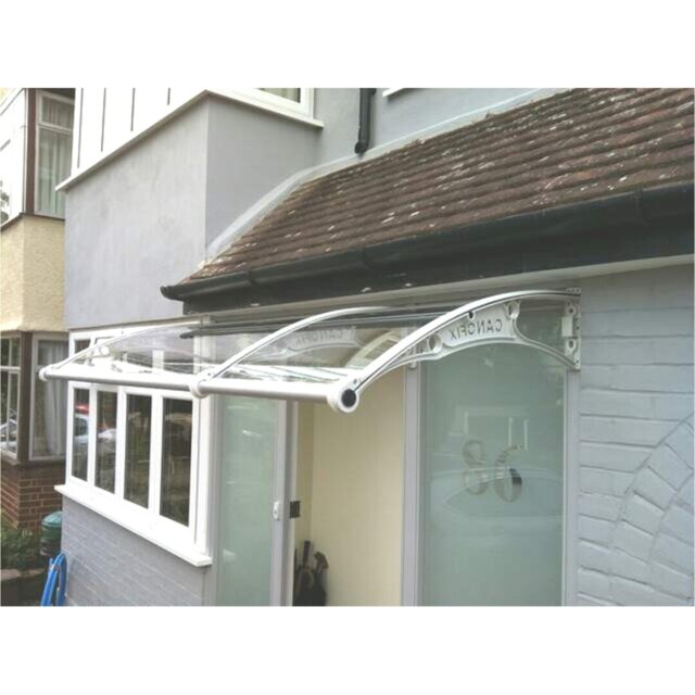 1.2m Width x 0.65m Depth Door Canopy Grey-Bracket Clear-Sheet by ...