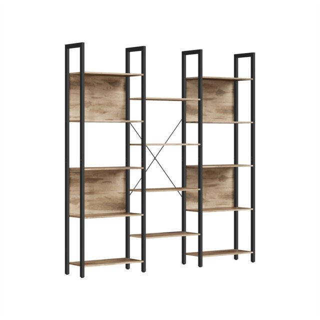Bookcase, Bookshelf With 14 Shelves, Metal Frame, Shelf Unit For Living ...
