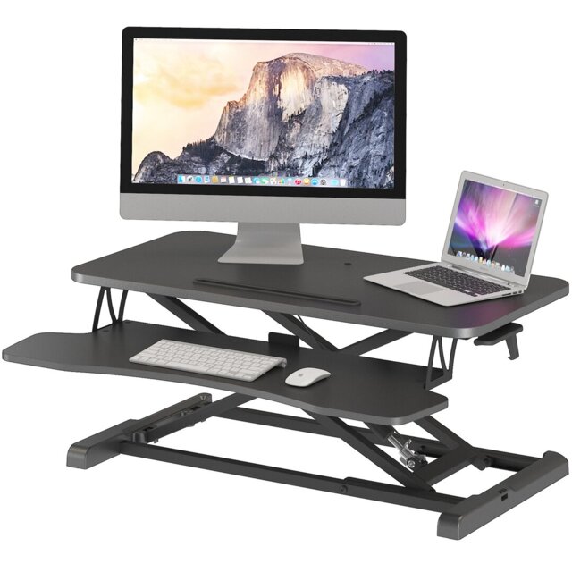 Sit- Stand Desk Converter, Height Adjustable Dual Tiered Computer ...