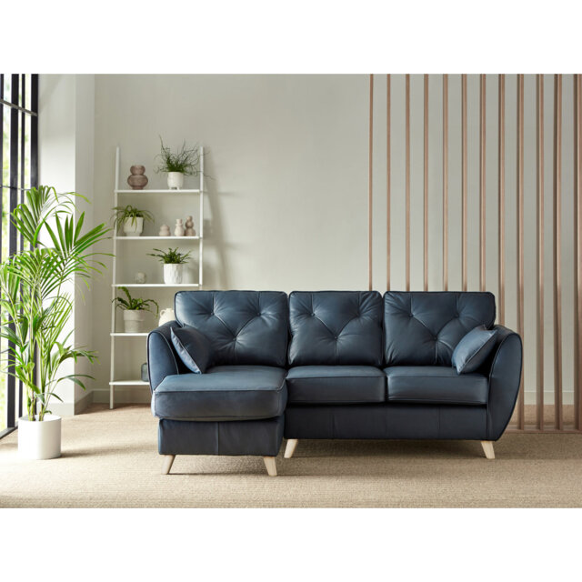 Hoxton LEATHER MAXI SOFA LHF Chaise / DAKOTA STONE GREY LIGHT FEET ...