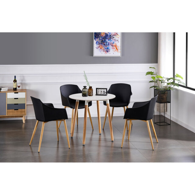 Topsham 4 Person Dining set - a Round Plastic Dining Table with Wooden ...