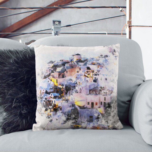 The Santorini Skyline in Greece Cushion with Filling by Wayfair ...