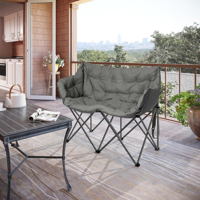 Folding camping chair for 2 people, upholstered camping chair, 300kg ...