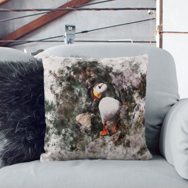 Atlantic Puffin Birds Vol.1 Watercolour Scatter Cushion by Wayfair ...