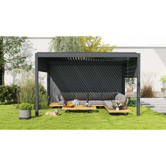 Garden Gazebo 4 X 4 M With Led Lights Double Aluminium Pergola And 3 ...