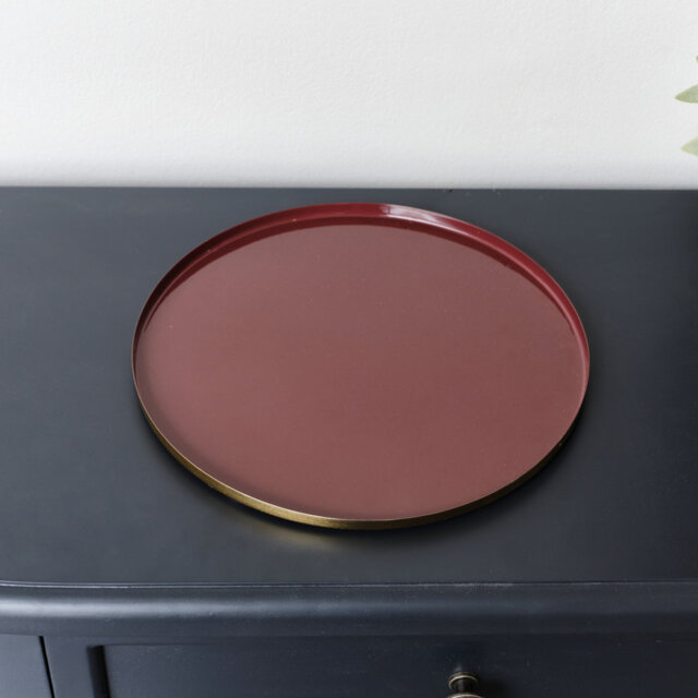 Round Metal Gold & Deep Red Tray by Wayfair | ufurnish.com