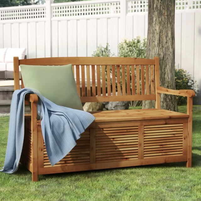 Outdoor Wooden Storage Bench by Wayfair | ufurnish.com