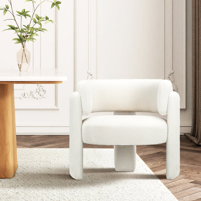 Solid Wood Barrel Armchair - Plush Seat, Skin-Friendly Fabric ...