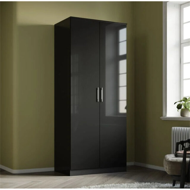 Bedroom Furniture High Gloss Soft Close 2 Doors Wardrobe With Removable ...