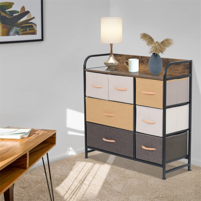 Chest Of Drawers Fabric Storage Drawers With Wood Top & Metal Frame ...