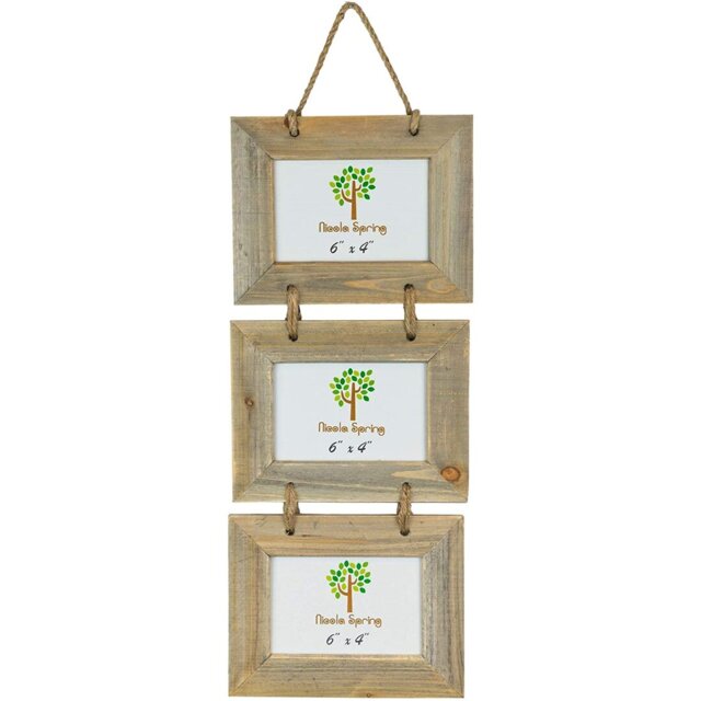 "Nicola Spring - Rustic Wooden Hanging 3 Photo Frame - 6 x 4 ...