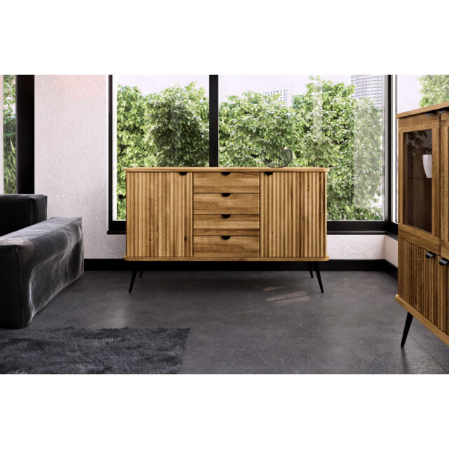 Amoux 4 Drawer 144Cm W Solid Wood Combi Chest by Wayfair | ufurnish.com