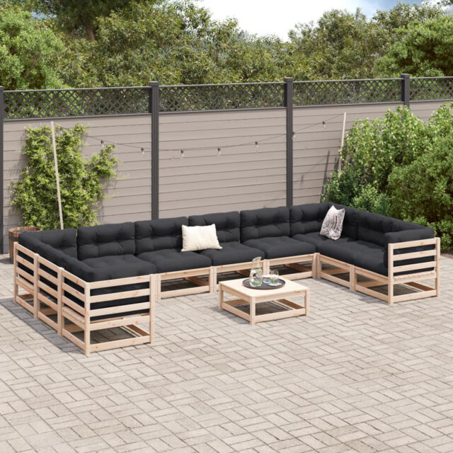 Vidaxl 11 Piece Garden Sofa Set Solid Wood Pine by Wayfair | ufurnish.com