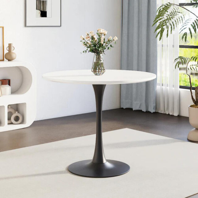 Zamir 90Cm Round Metal Base Indoor Dining Table by Wayfair | ufurnish.com