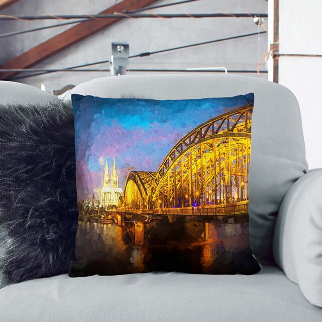 Cologne Cathedral and the Hohenzollern Bridge Cushion with Filling by ...