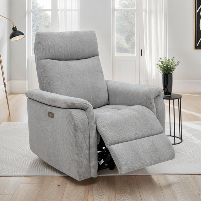 Besaraba FABRIC ELECTRIC RECLINER - LIGHTGREY by Wayfair | ufurnish.com