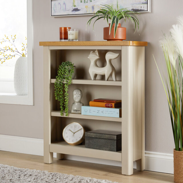 Armenta 82cm H Fully Assembled Solid Wood with Oak Veneer 3 Tier Standard Bookcase by Wayfair ...