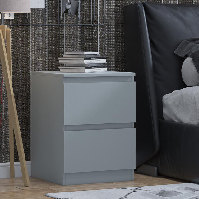 Carlton 2 Drawer Bedside Table Nightstand. Matt Finish. Modern No ...