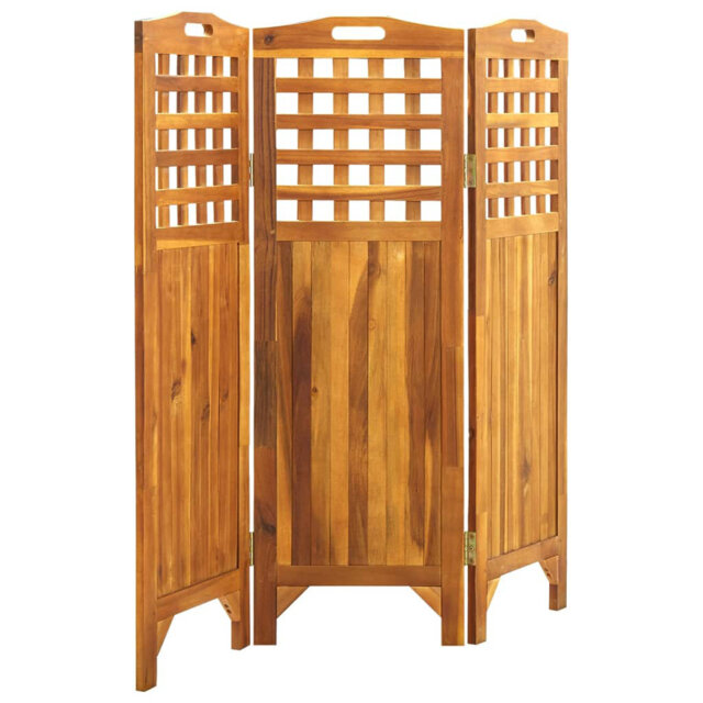 Room Divider 2x120 Cm – Solid Acacia Wood Partition Screen For Living ...