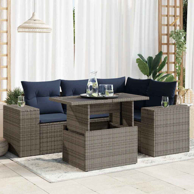 6-Piece Modular Outdoor Sofa Set With PE Rattan & Hidden Storage by ...