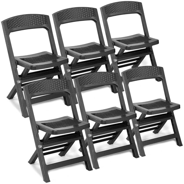 6 X Anthracite Collapsible Outdoor Folding Garden Chair Outdoor Camping ...