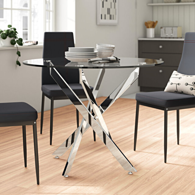 Lexington Round Dining Table for Dining Room Furniture, Glass Top and ...