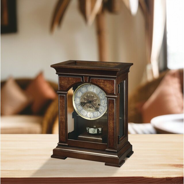 Emporia Traditional Analog Wood Quartz Tabletop Clock in Cherry ...