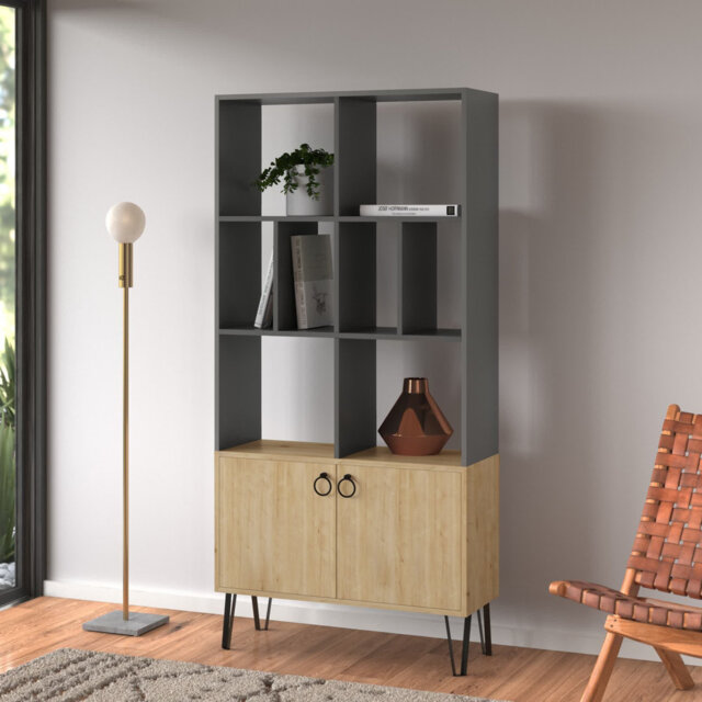 Rek Freestanding Bookcase with 8 Compartments and 2 Cabinets by Wayfair ...