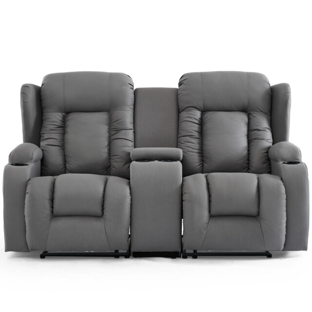Andreaz 2 Seater Grey Technology Fabric Modern Electric Recliner Sofa W ...