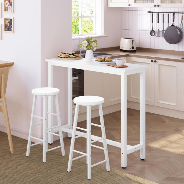 Kitchen Bar Table Counter And 2 Stools Set Breakfast Dining Table ...