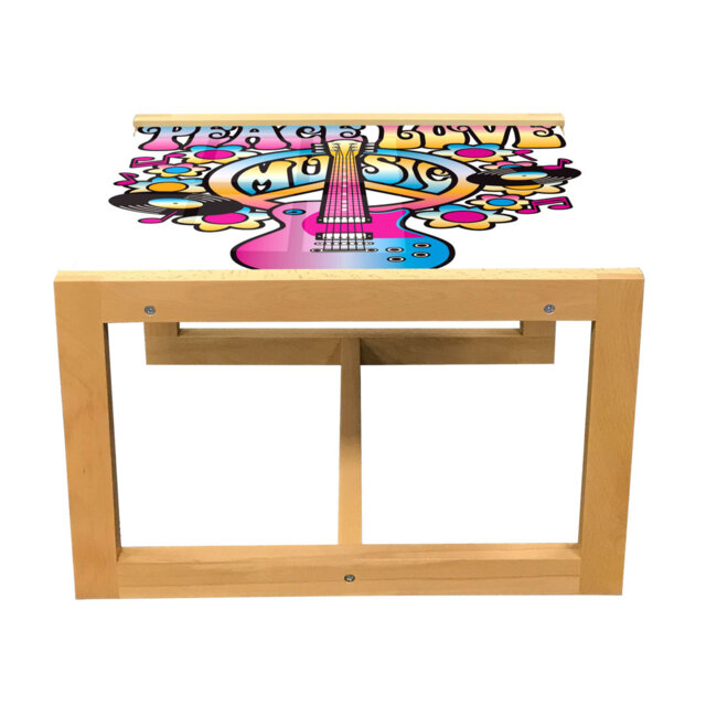 Groovy Coffee Table, Peace Love Music Text Guitar Records Flowers ...
