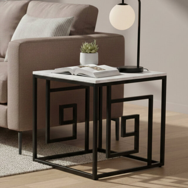 Abisoye 55cm Sofa Side Table for Living Room Furniture, Wood and Metal ...
