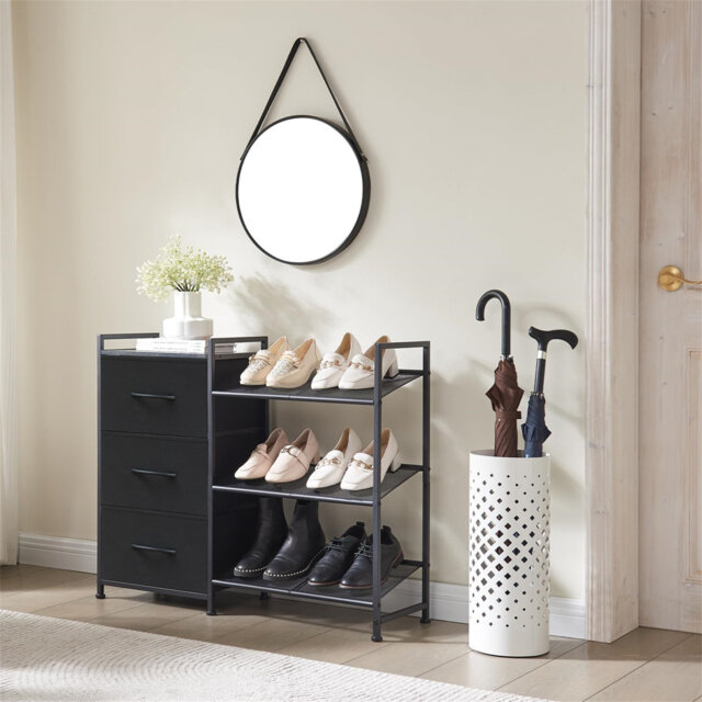 Shoe Rack With 3 Drawers, 3 Tier Metal Shoe Storage Shelves by Wayfair ...