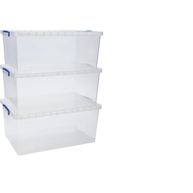 Chadman 55L Heavy Duty Clear Plastic Storage Box with Lid & Wheels ...