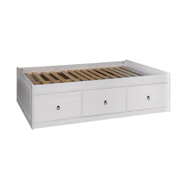 Buckwalter Single Cabin Bed With 3 Built in Drawers, White Wax Finish ...