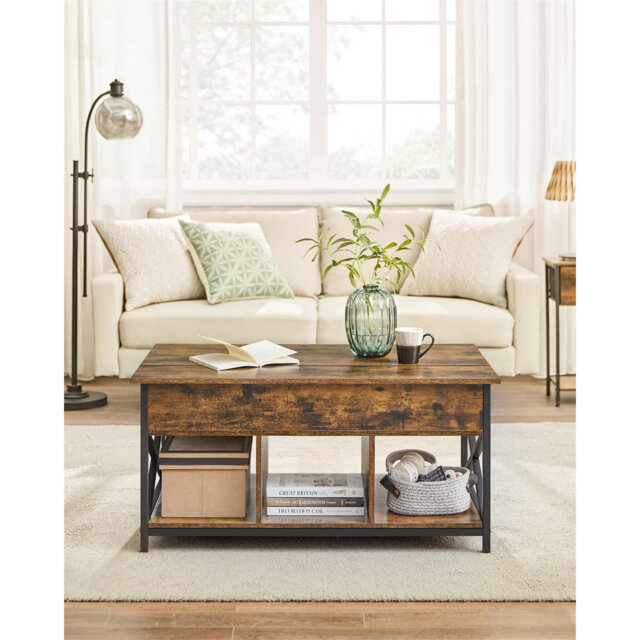 Coffee Table, Height Adjustable Coffee Table, Open and Hidden Storage ...