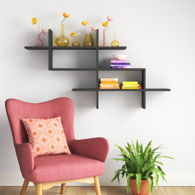 3 Tiers Wall Mounted Modern Bookcase Display Unit by Wayfair | ufurnish.com