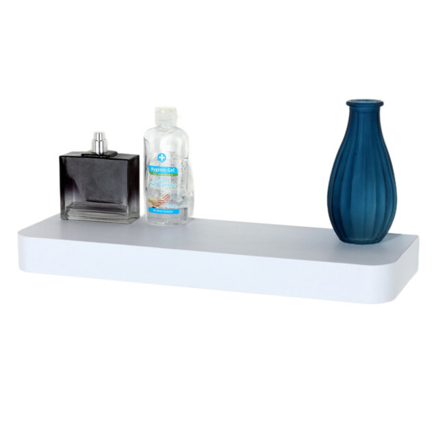 Floating Narrow Wall Shelf, Rounded Front Corners, Foiled Finish by ...