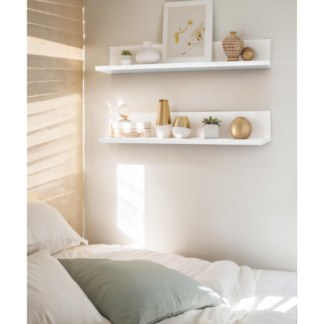 White Floating Shelves Wood 76Cm Long Modern Pine Solid Floating Book ...