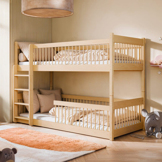 Wooden Bunk Bed Boston Olive - Sustainable Pine Frame with Split Design ...