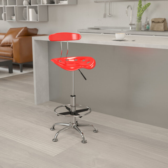 Vibrant Chrome Drafting Stool with Tractor Seat by Wayfair | ufurnish.com