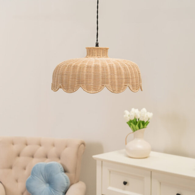 Naveah Natural Scallop Rattan Pendant Ceiling Floor Lamp Light Shade by ...